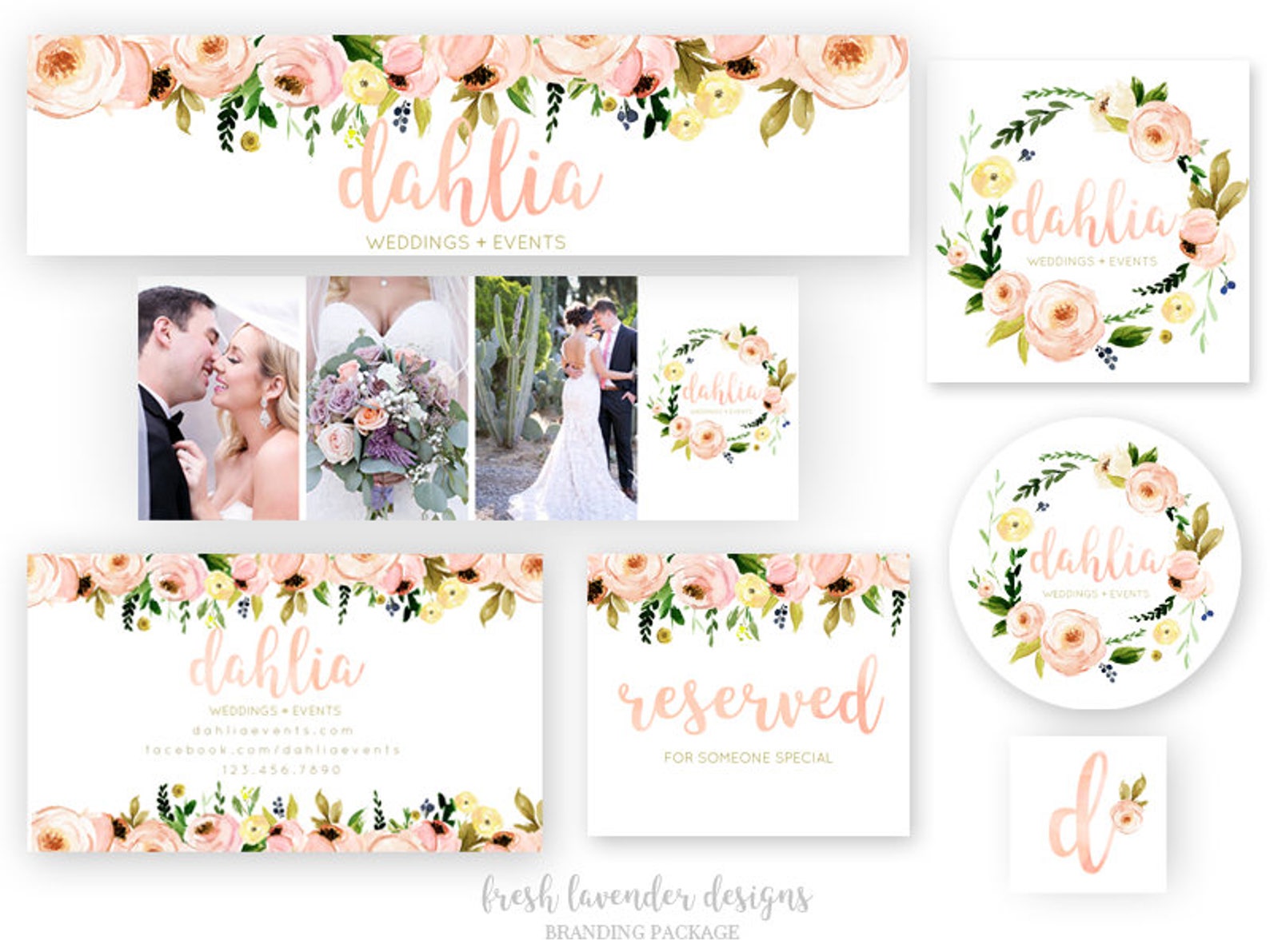 Watercolor Floral Banner Set Blog Header Set With Floral - Etsy