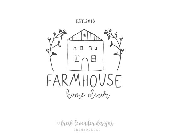 Farmhouse Logo Cottage Logo Custom Logopremade Logo Design - Etsy Australia