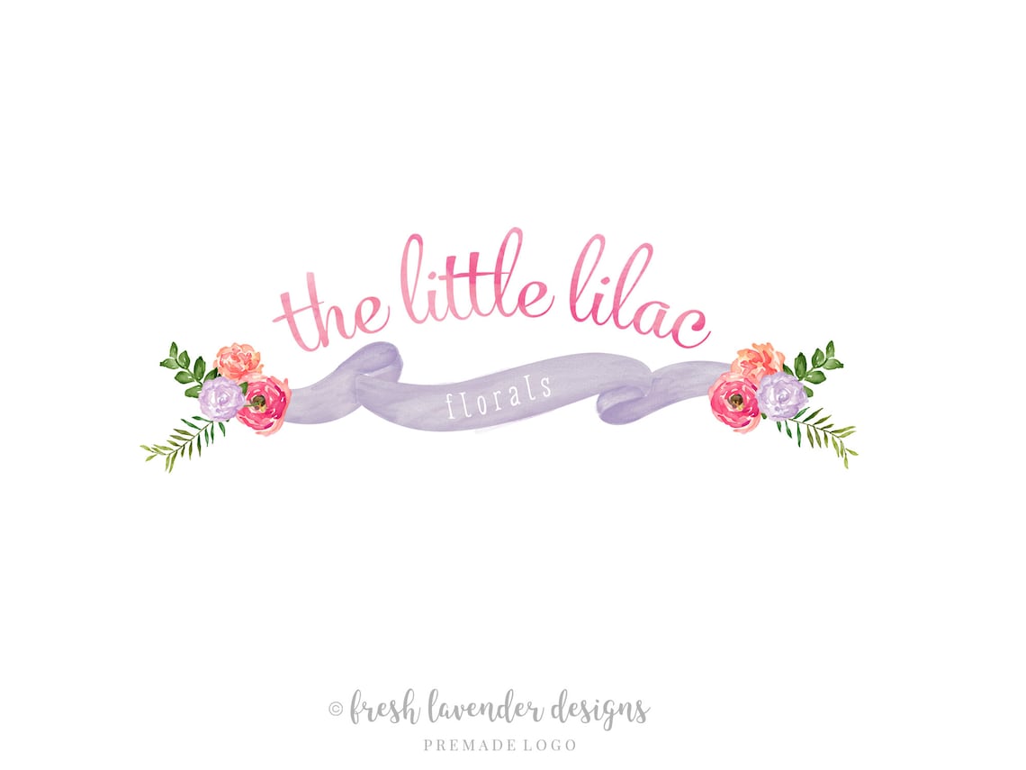 Lilac Logo Floral Logo Custom Logo Logo Design Premade - Etsy