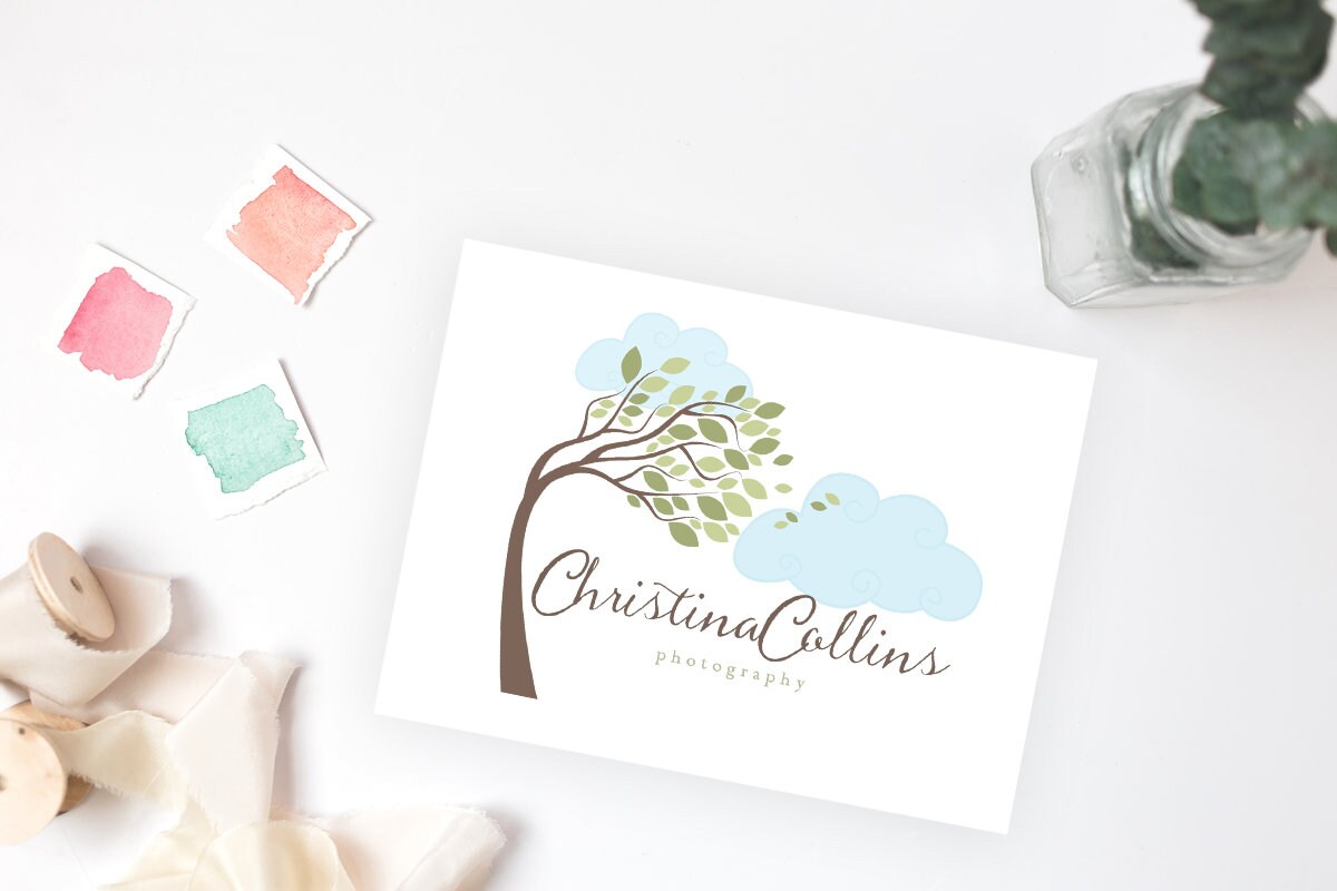 Tree Logo Blowing Tree Logo Logo With Tree Custom Logo | Etsy