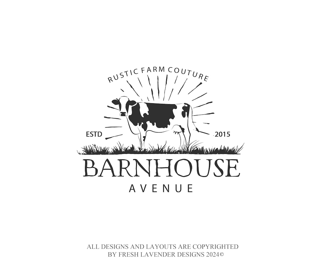 Rustic Cow Logo Design: Premade Farm Branding - Etsy