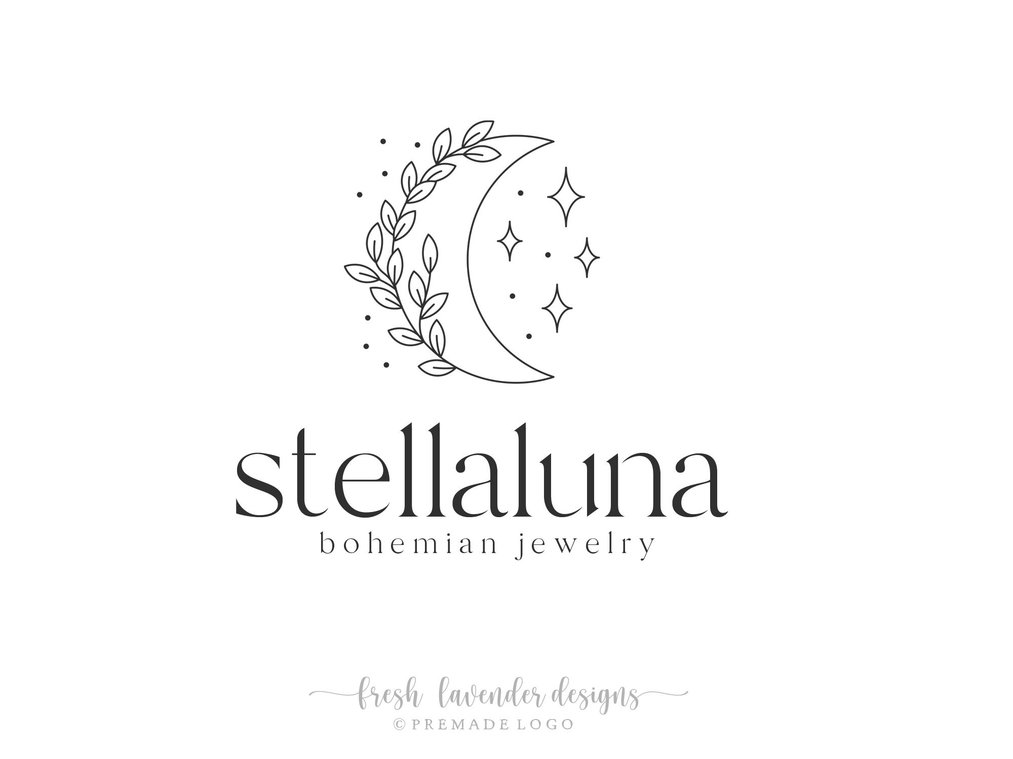 Celestial Logo Moon Logo Hand Drawn Logo Alchemy Logo | Etsy