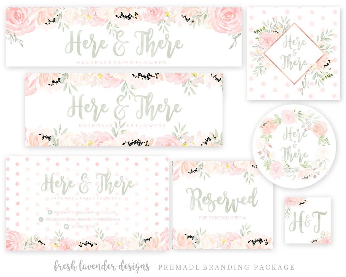 Shabby Chic Banner Set Blog Header Set With Floral Business - Etsy