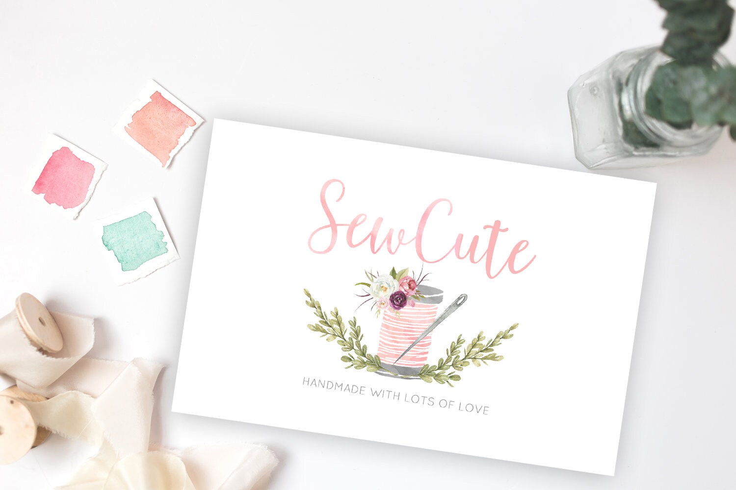 Sewing Logopremade Sewing Logo Sew Logo Watercolor Logo | Etsy
