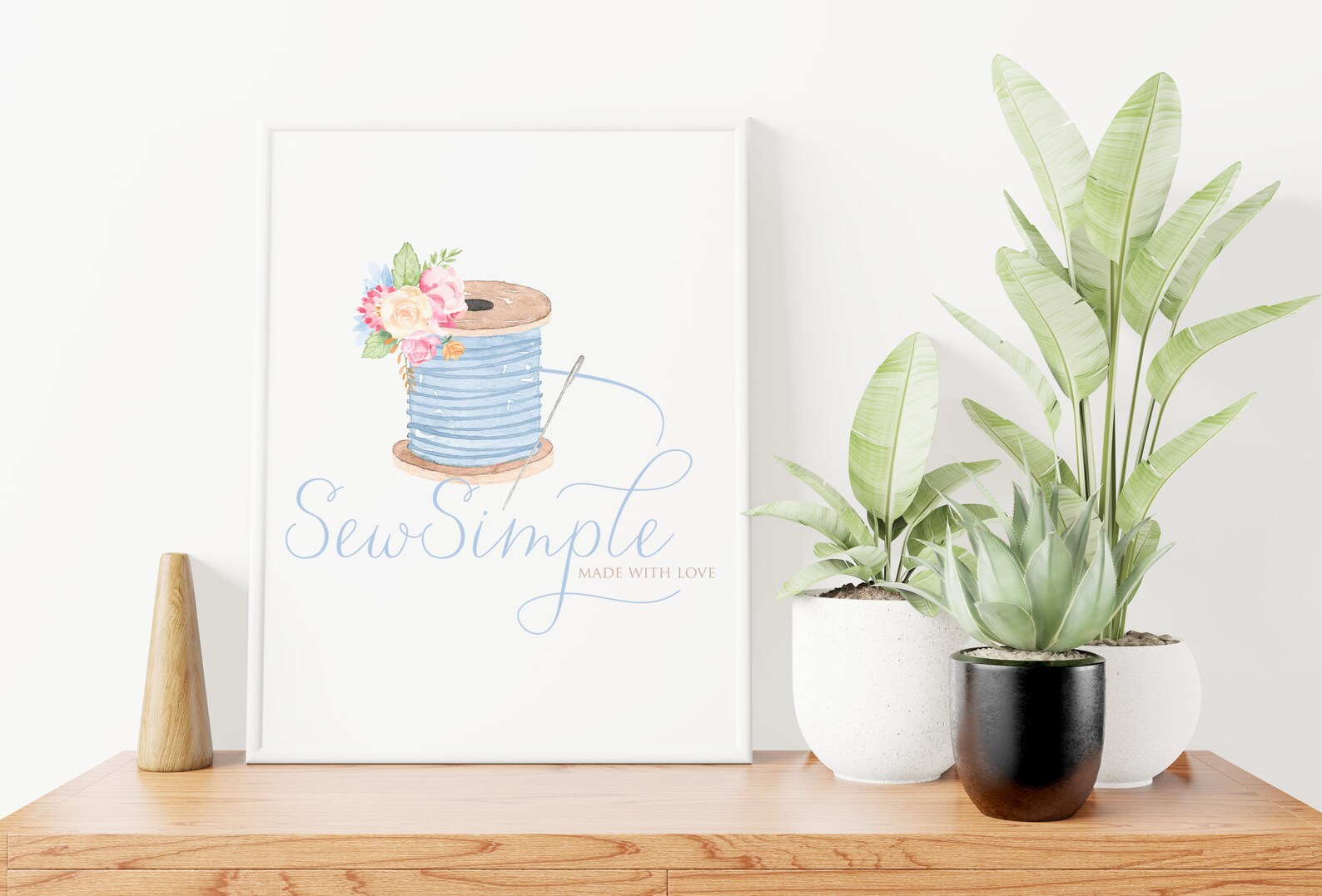 Custom Logo, Custom Sewing Logo, Watercolor Sewing Logo, Knitting Logo ...