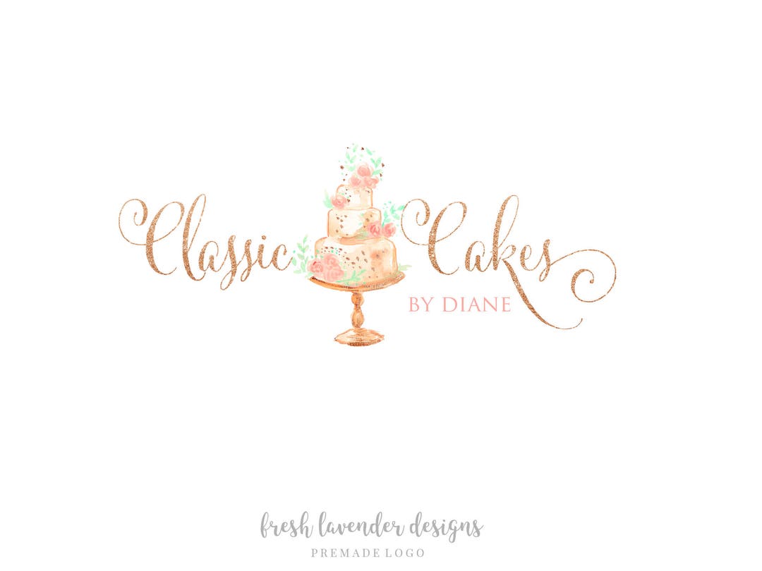 Cake Logo, Custom Logo, Bakery Logo, Watercolor Cake, Custom Logo ...