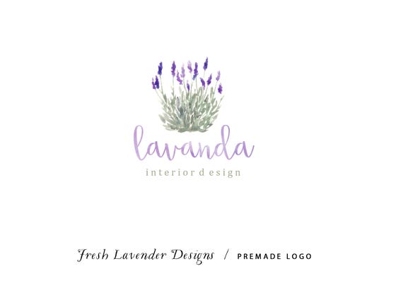 Custom Logo Lavender Logo Watercolor Floral Logo Watermark | Etsy