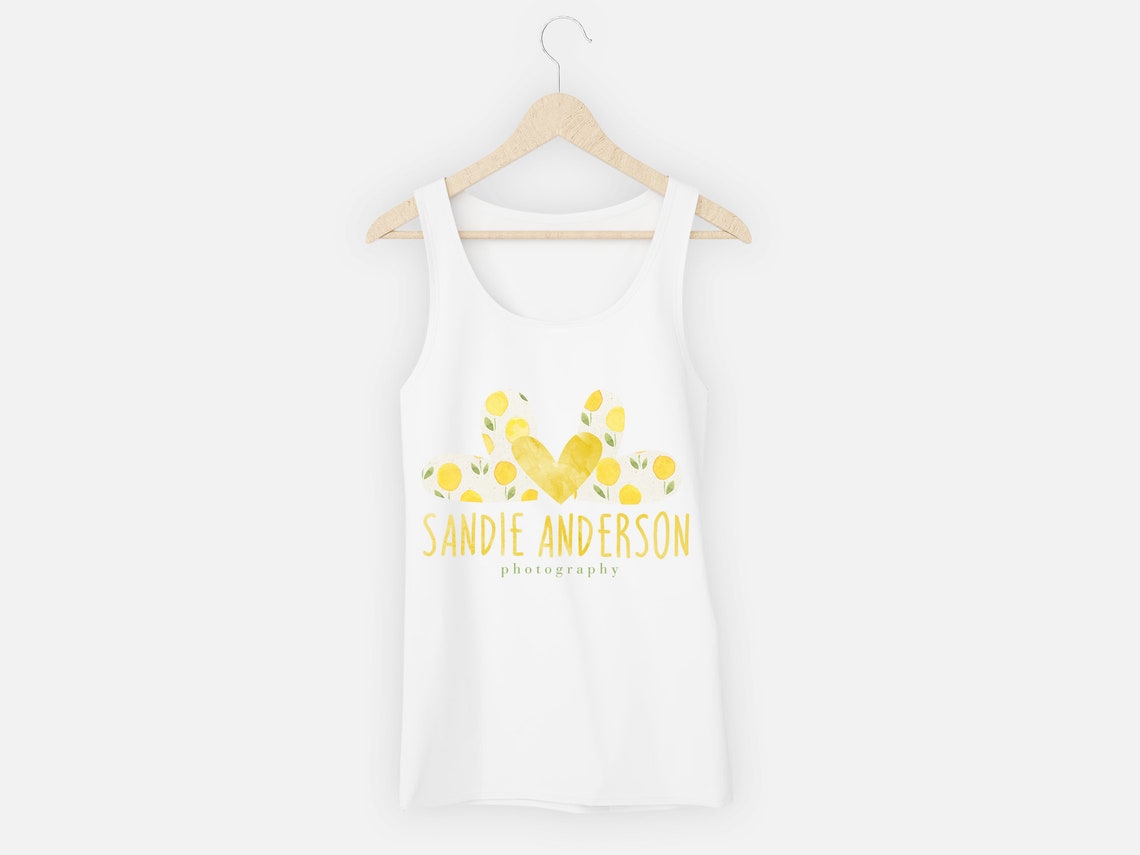 Lemon Logo, Heart Logo, Custom Logo, Logo Design, Premade Logo, Yellow ...