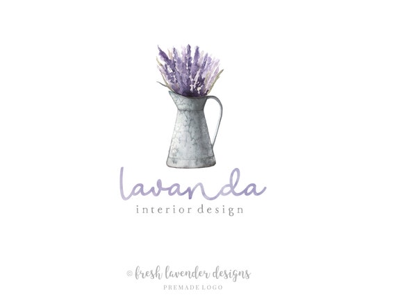 Custom Logo lavender Logo watercolor Floral Logo Watermark | Etsy