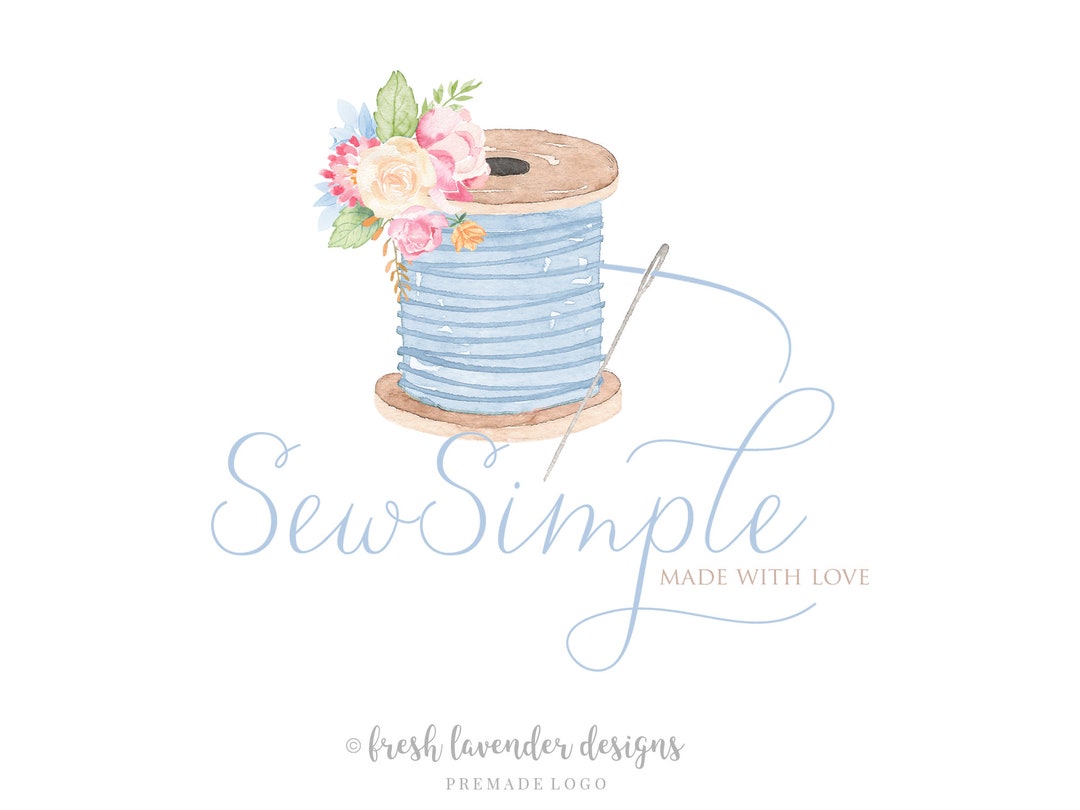 Custom Logo, Custom Sewing Logo, Watercolor Sewing Logo, Knitting Logo ...
