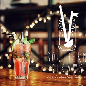 Straw Logo, Mason Jar Logo, Southern Logo, Custom Logo, Premade Logo ...