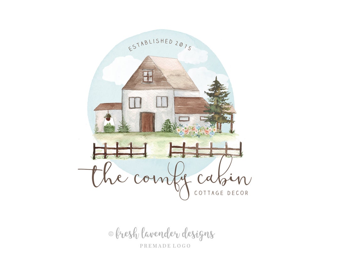 Cabin Logo, Cottage Logo, Custom Logo, Premade Logo, Farmhouse Logo ...