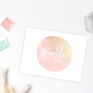 Gold Glitter Logo, Make up Logo, Watercolor Logo, Custom Logo, Custom ...