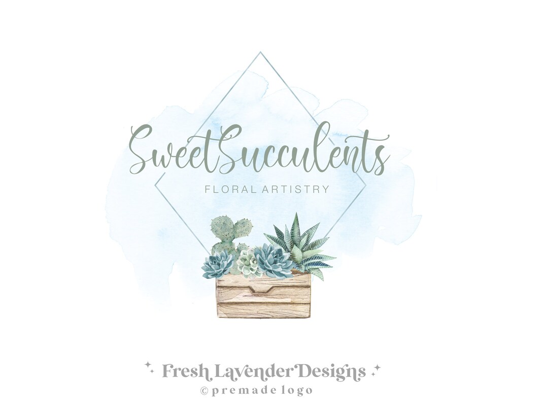 Succulent Logo, Plant Logo, Custom Logo, Premade Logo, Florist Logo ...