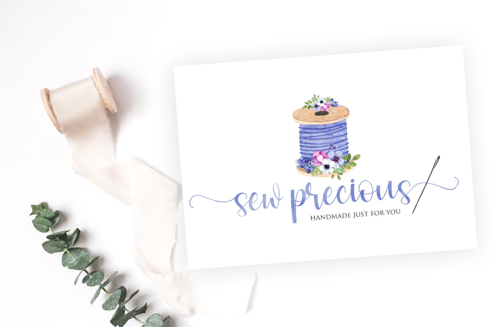 Custom Logo Custom Sewing Logo Watercolor Sewing Logo | Etsy