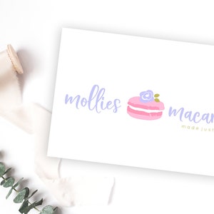Macaroon Logo, Premade Logo, Custom Logo, Logo With Macaroons, Bakery ...