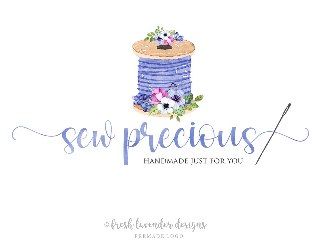 Custom Logo, Custom Sewing Logo, Watercolor Sewing Logo, Knitting Logo ...