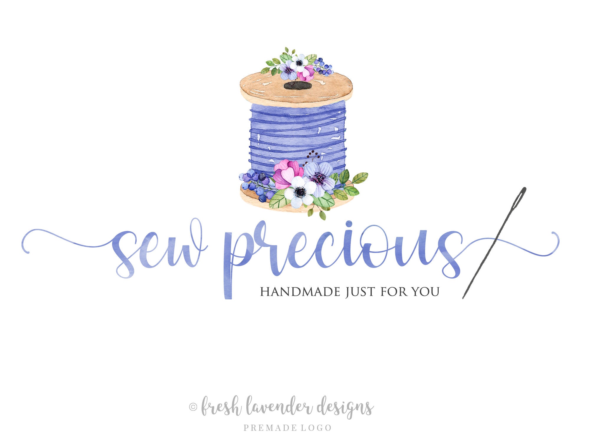 Custom Logo Custom Sewing Logo Watercolor Sewing Logo | Etsy