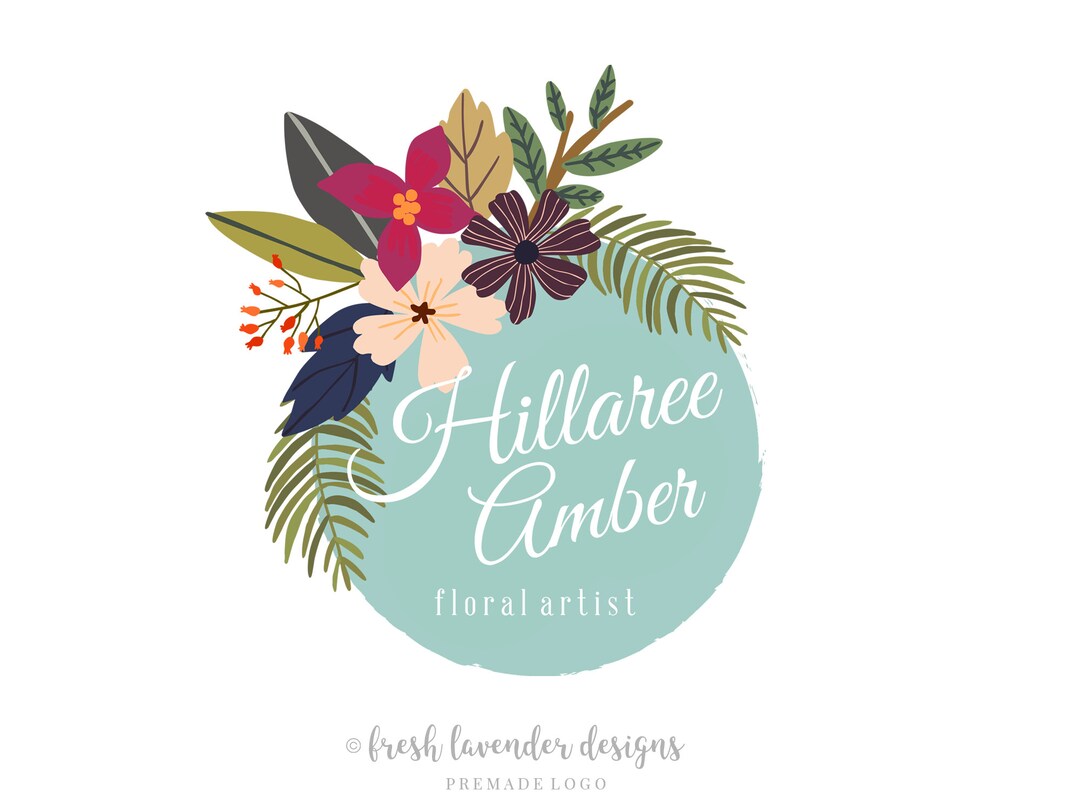 Tropical Floral Logo, Hand Drawn Logo, Custom Logo, Logo Designer ...