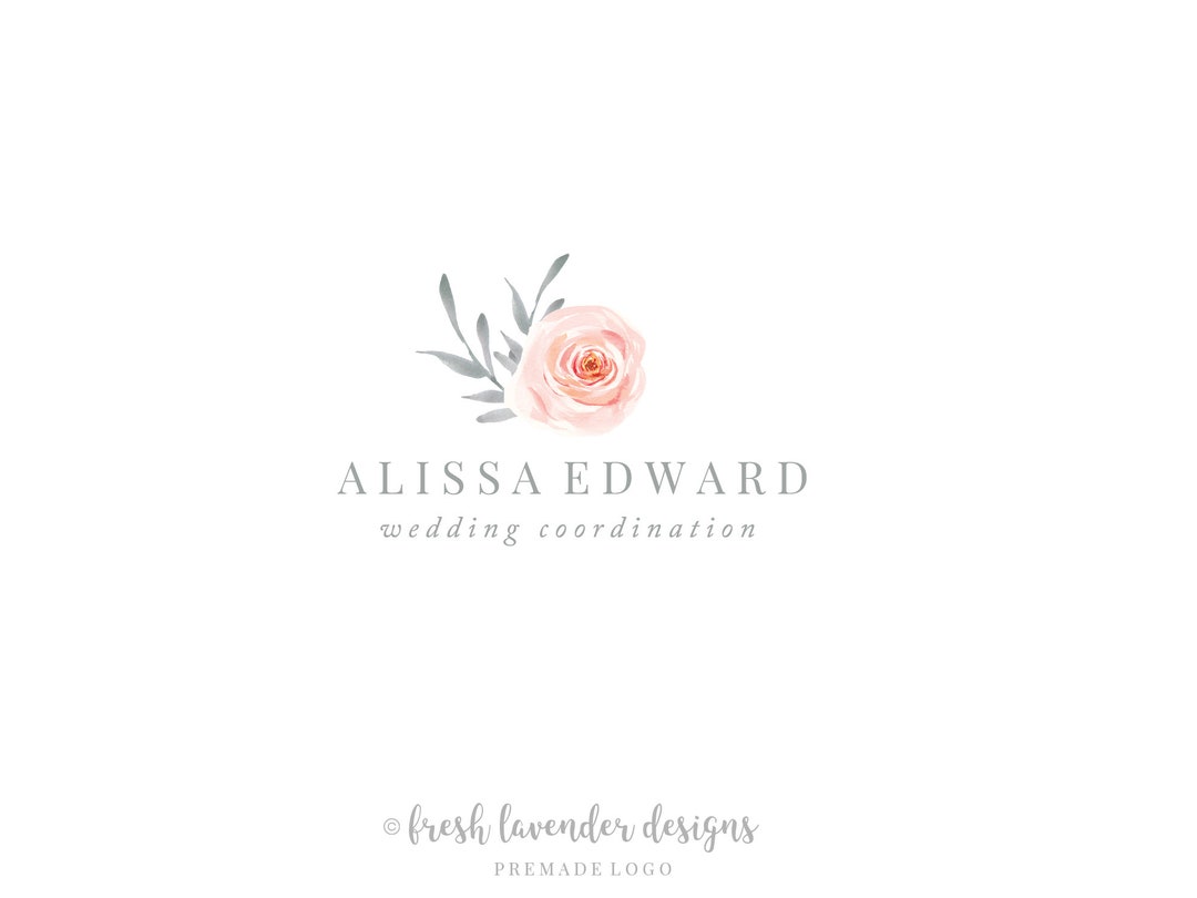 Rose Logo, Custom Logo, Premade Logo, Logo Design, Wedding Logo, Floral ...