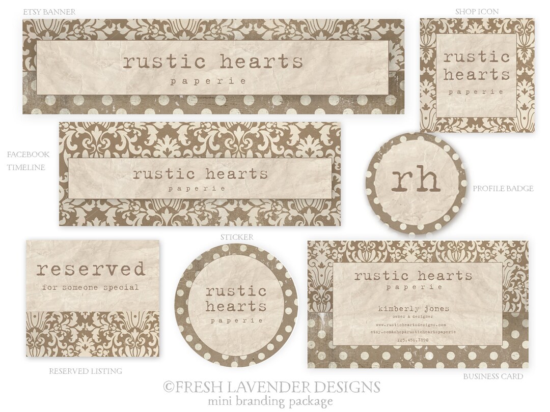 Rustic Etsy Banner / Damask Etsy Set / Custom Etsy Banner / Etsy ...