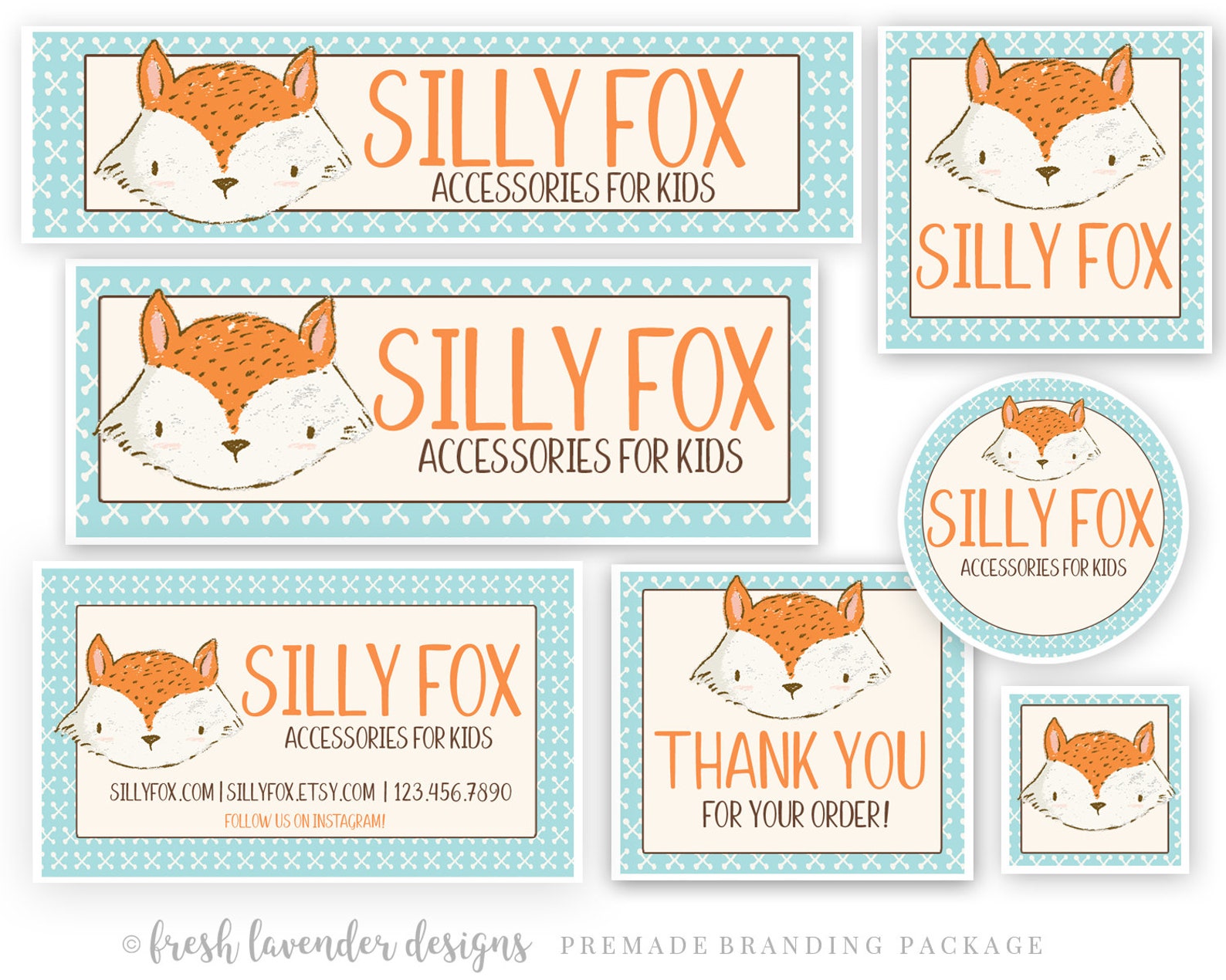 Fox Etsy Banner Fox Marketing Package Custom Branding - Etsy