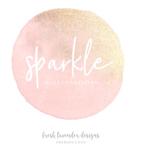 Gold Glitter Logo, Make up Logo, Watercolor Logo, Custom Logo, Custom ...