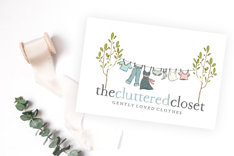 Clothesline Logo Custom Logo Logo Design Premade Logo Hand | Etsy