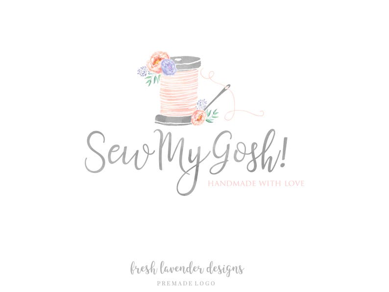 Custom Logo Custom Sewing Logo Watercolor Sewing Logo | Etsy