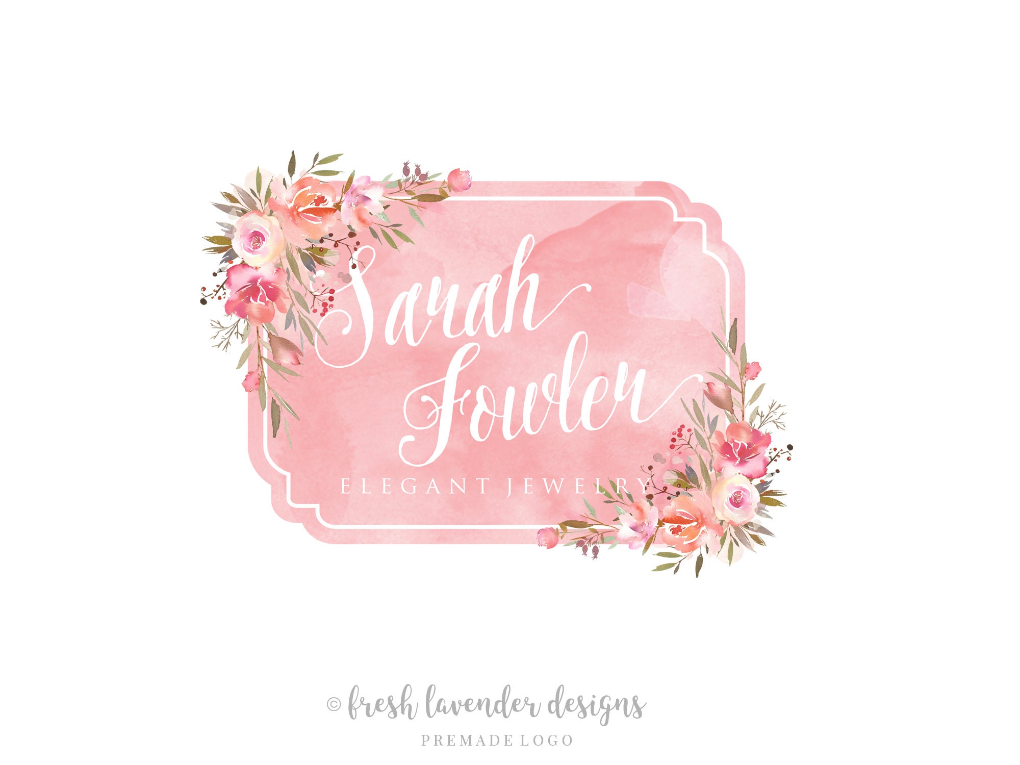 Shabby Chic Logo Floral Logo Premade Logo Custom Logo Logo | Etsy
