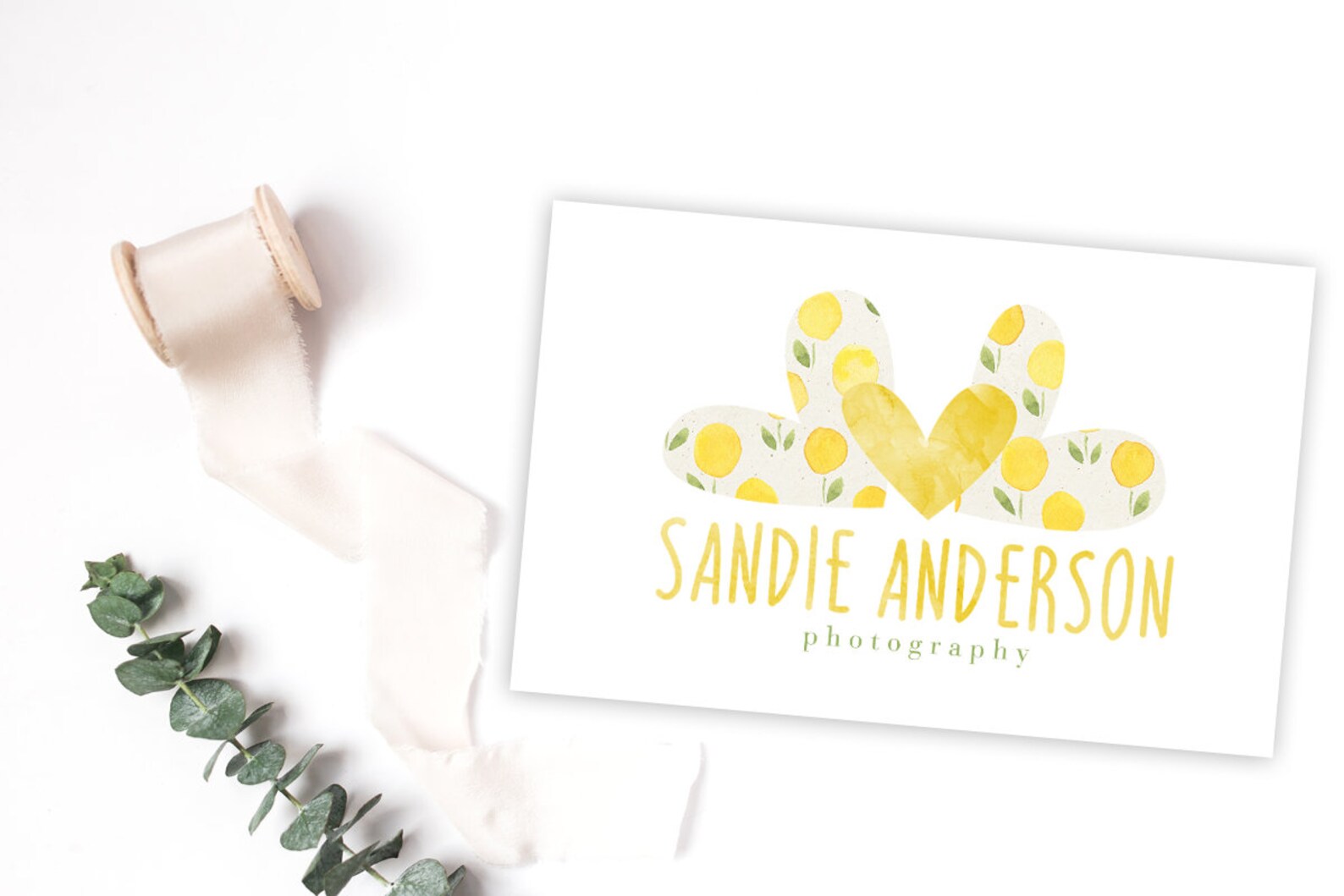 Lemon Logo, Heart Logo, Custom Logo, Logo Design, Premade Logo, Yellow ...