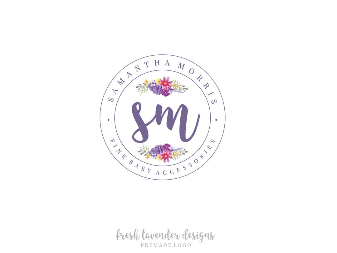Custom Floral Logo, Custom Monogram Logo, Watercolor Floral Logo, Logo ...