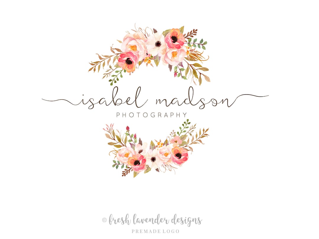 Wreath Logo, Floral Wreath Logo, Autumn Logo, Custom Logo, Logo ...