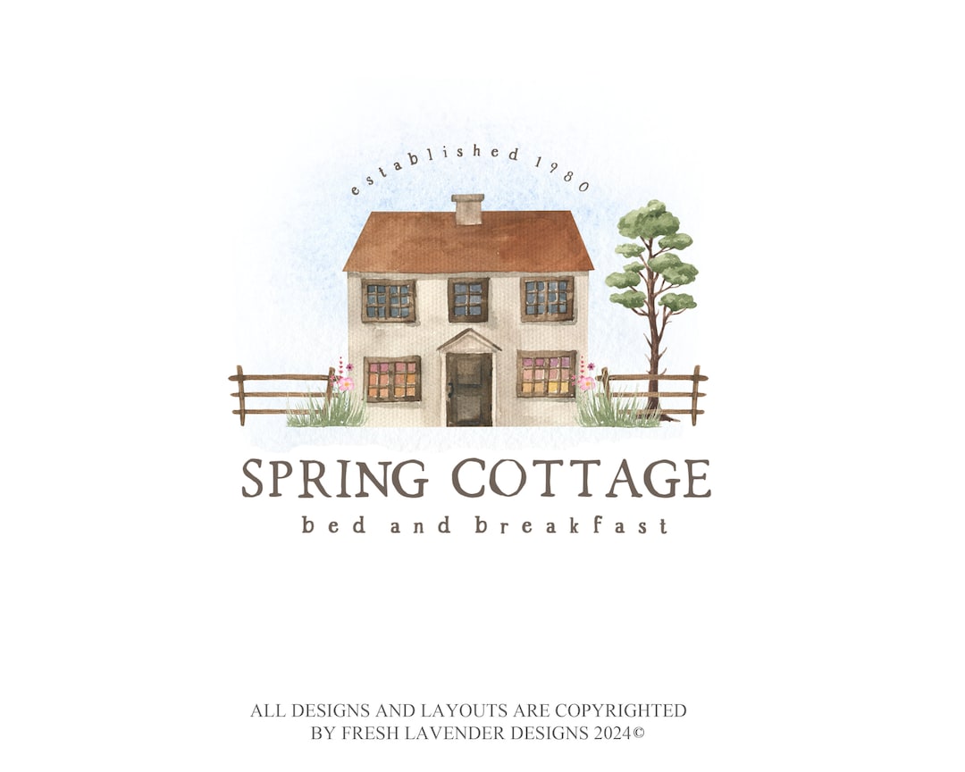 Cottage Logo, House Logo, Custom Logo, Watercolor Logo, Home Logo, Air ...
