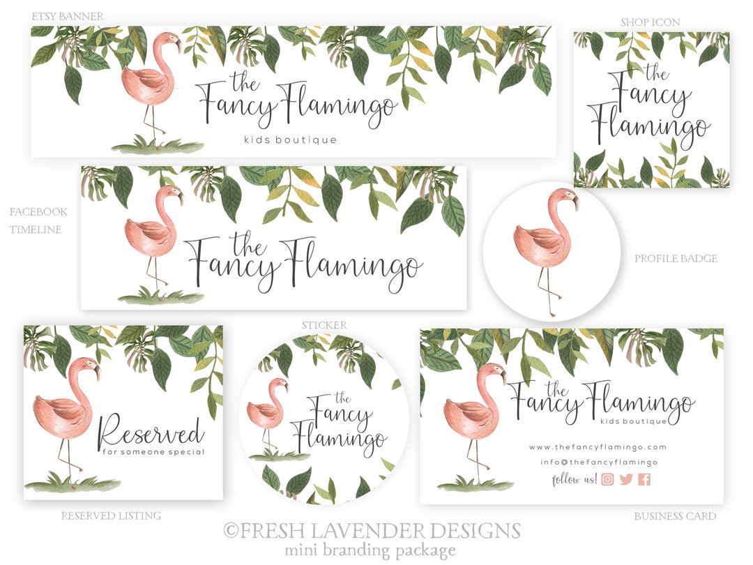 Flamingo Marketing Package, Branding Package Tropical, Flamingo Logo ...