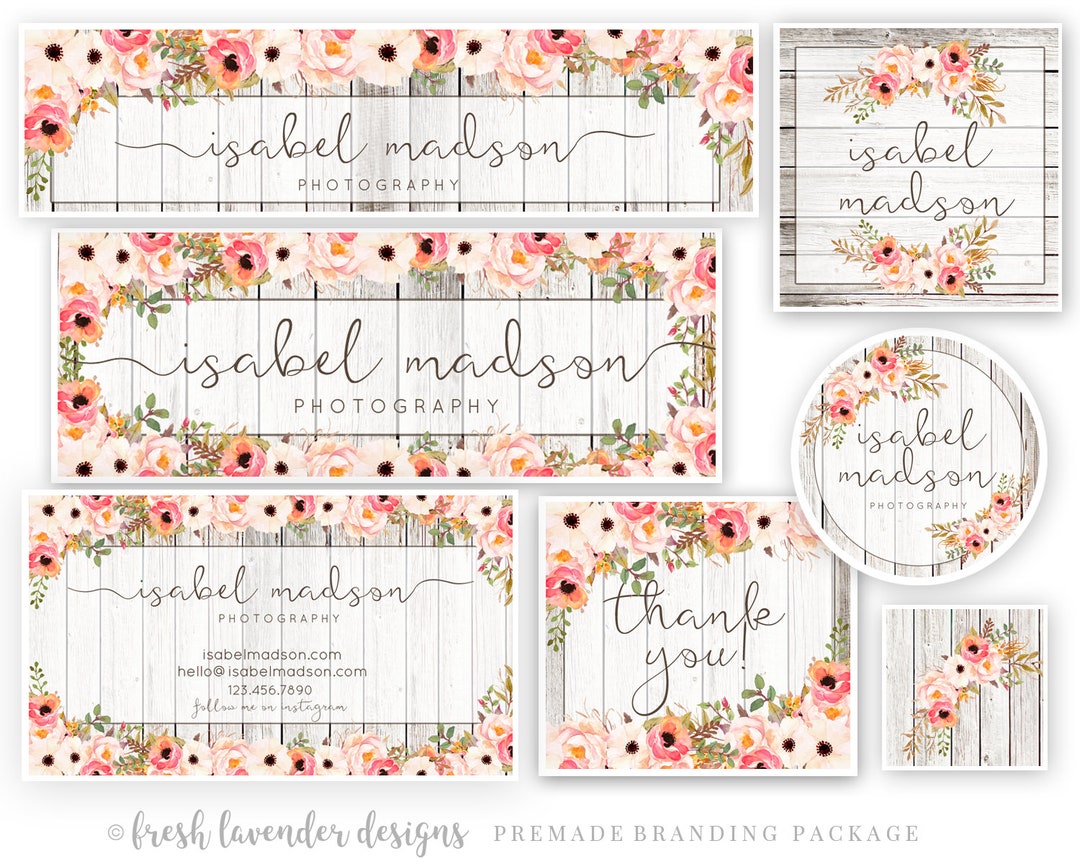 Floral Branding Package: Shiplap Banner, Etsy Shop Set - Etsy