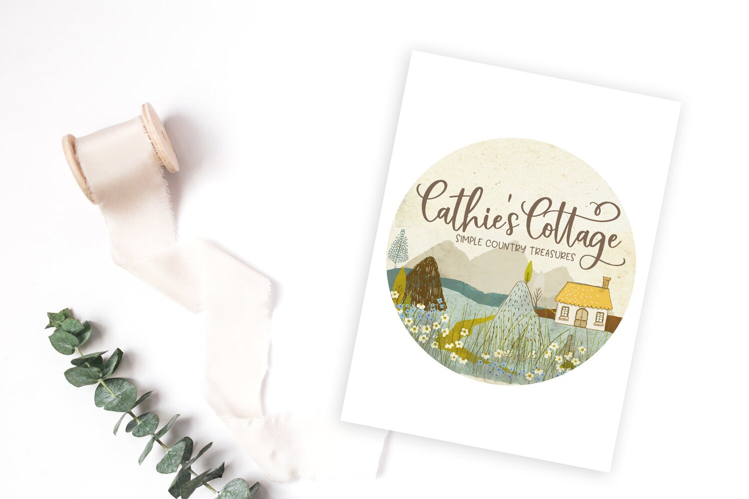 Cottage Logo Custom Logo Premade Logo Hand Drawn Logo | Etsy