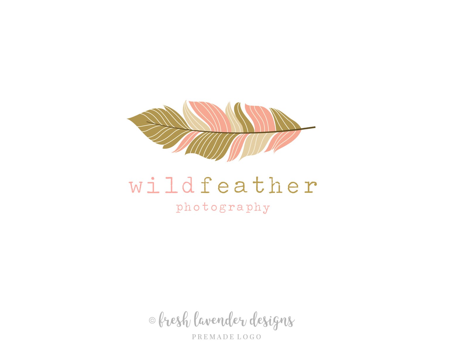Feather Logo, Custom Logo, Premade Logo, Bohemian Logo, Logo Design ...