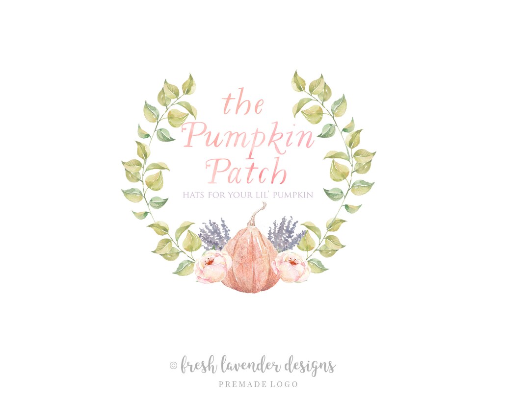 Pumpkin Logo, Logo Design, Premade Logo, Custom Logo, Logo With Pumpkin ...