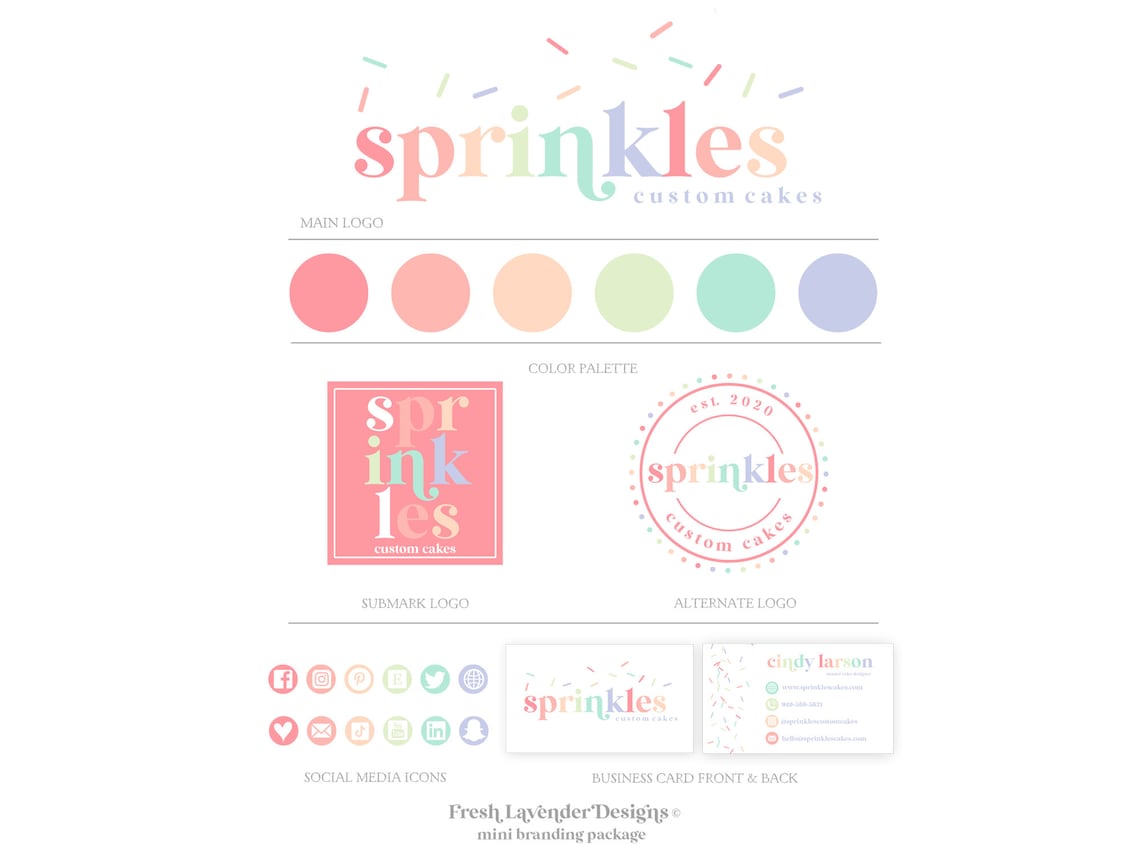 Custom Sprinkle Logo Branding Kit: Bakery Vintage Design - Etsy