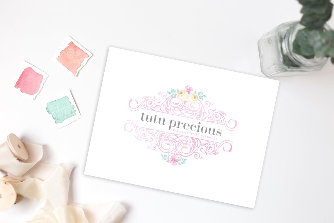 Tutu Logo, Shabby Chic Logo, Custom Logo, Custom Logo Design ...