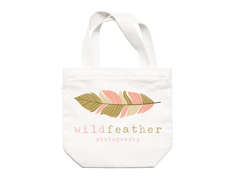 Feather Logo, Custom Logo, Premade Logo, Bohemian Logo, Logo Design ...