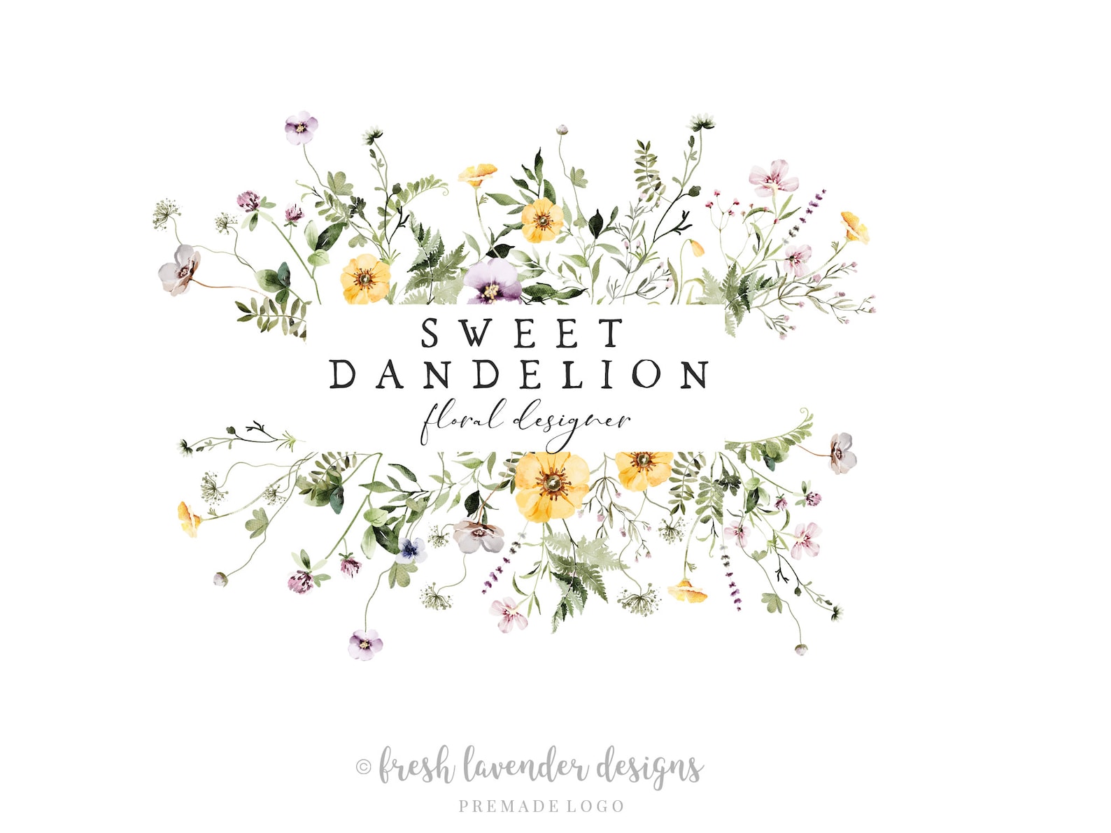 Wildflower Logo Custom Logo Premade Logo Watercolor Logo - Etsy