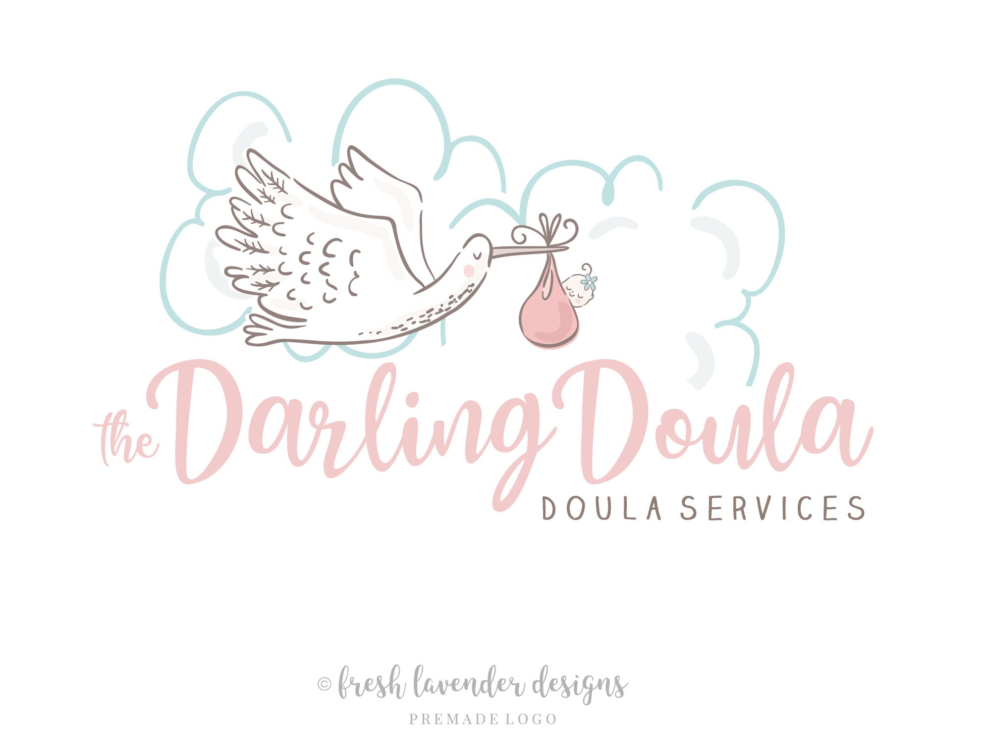 Doula Logo Premade Logo Custom Logo Stork Logo Baby Logo | Etsy
