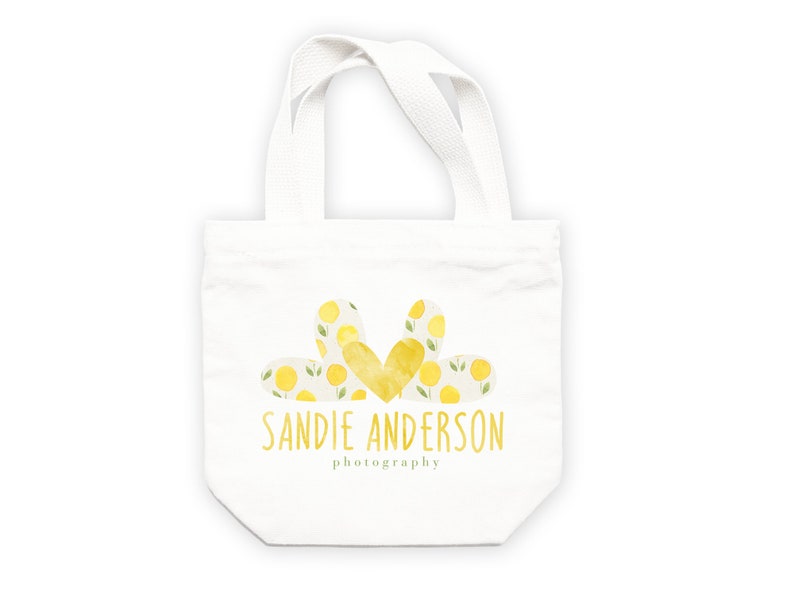 Lemon Logo, Heart Logo, Custom Logo, Logo Design, Premade Logo, Yellow ...