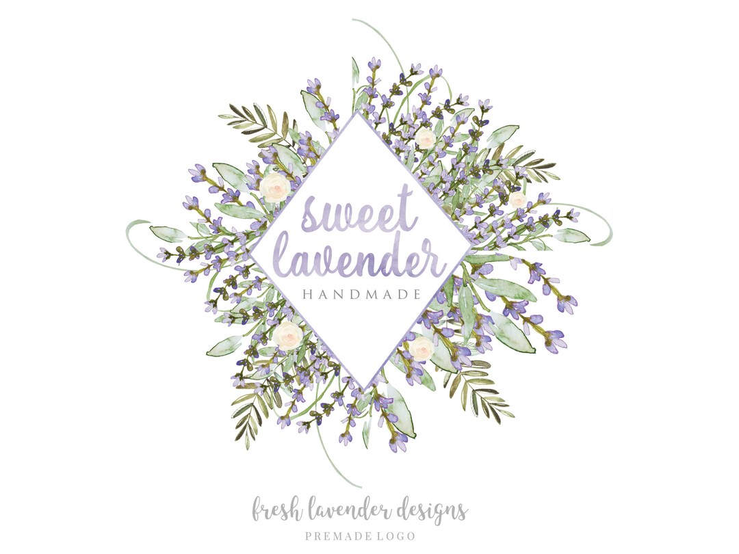 Lavender Logo, Watercolor Lavender Logo, Custom Logo, Custom Logo ...