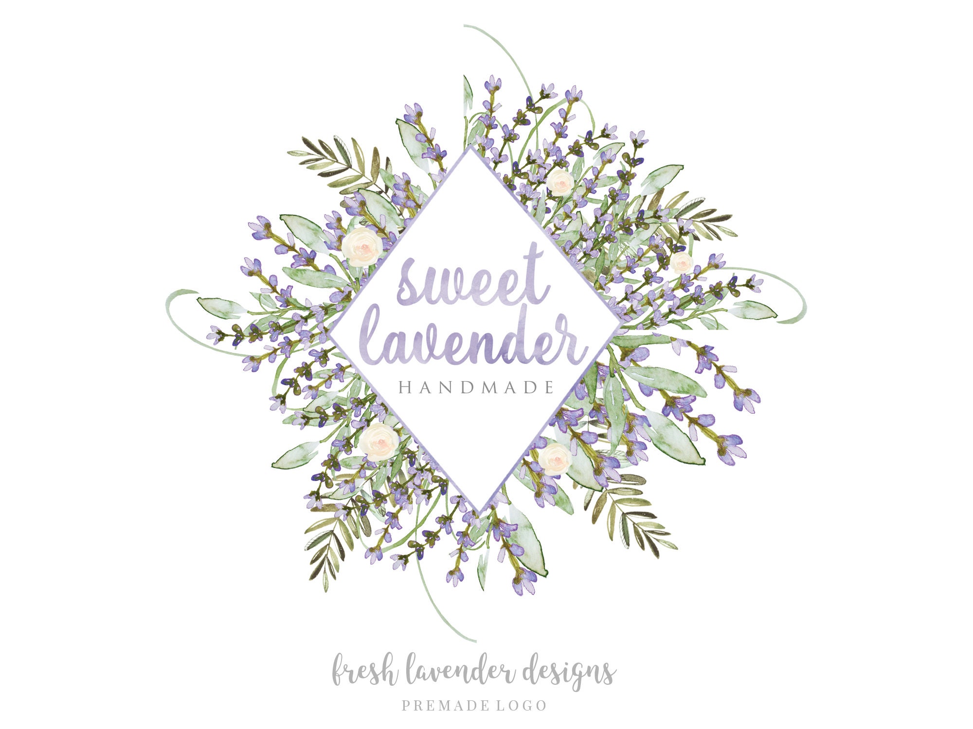 Lavender Logo, Watercolor Lavender Logo, Custom Logo, Custom Logo ...