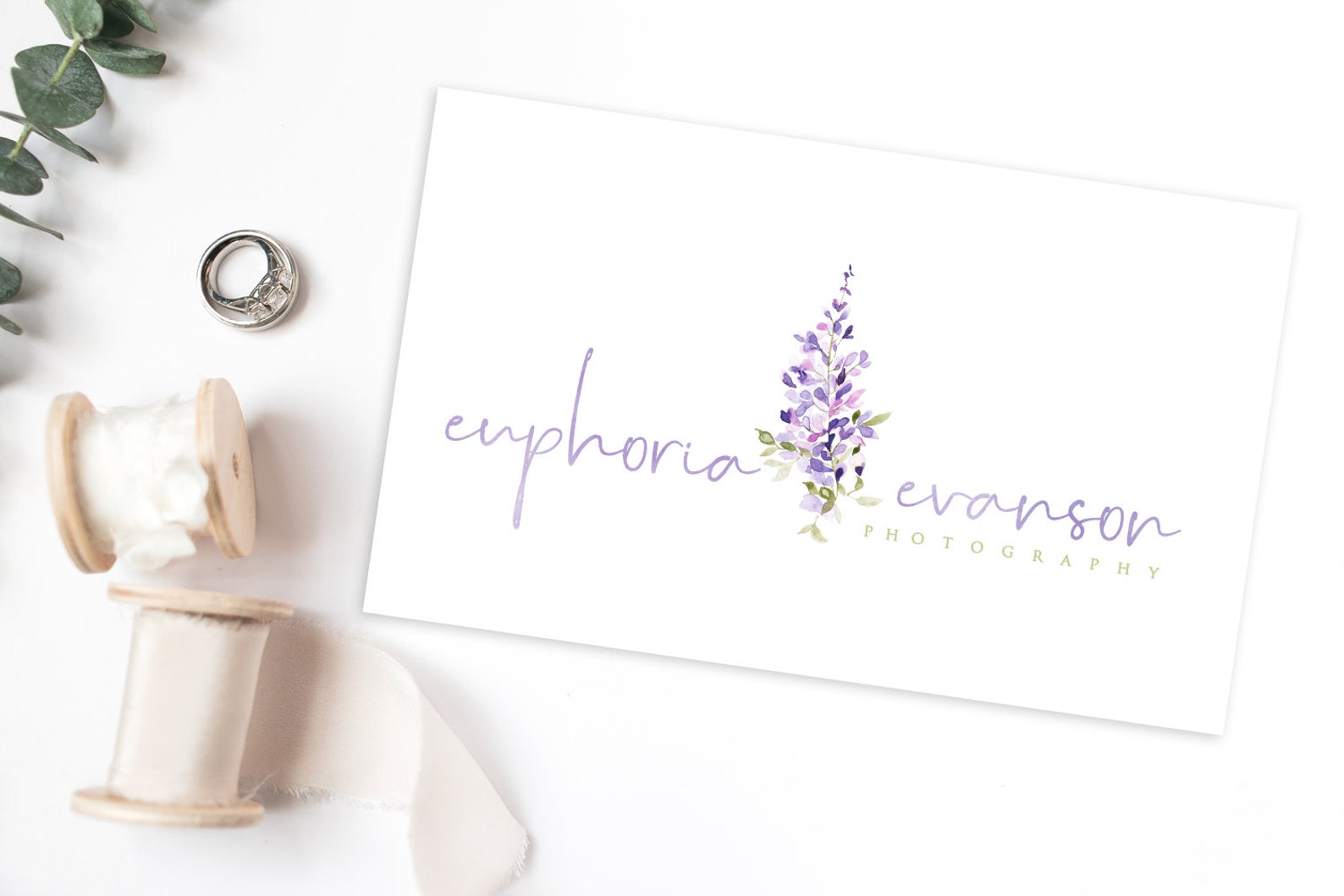 Premade Logo, Hyacinth Logo, Custom Logo, Custom Branding, Watercolor ...