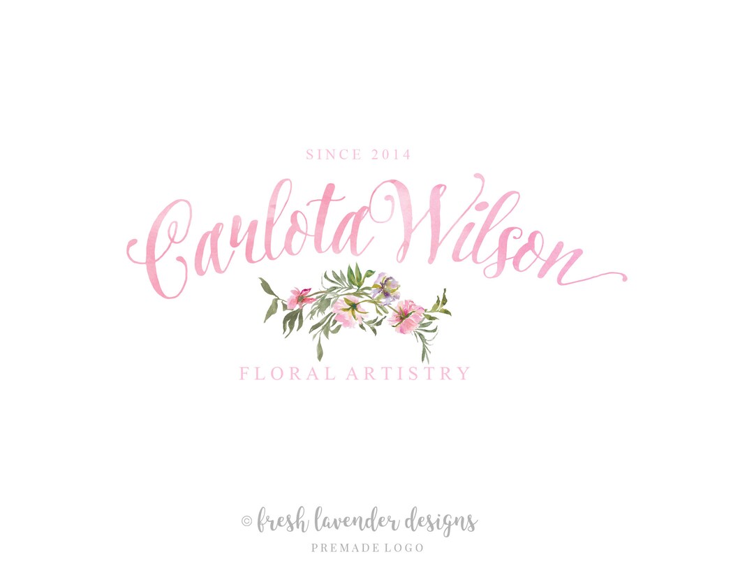 Wildflower Logo, Premade Logo, Logo Design, Custom Logo, Logo With ...