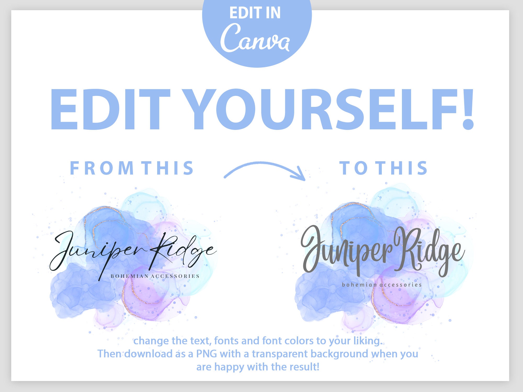 Ink Blot Logo: Editable Canva Template - Etsy